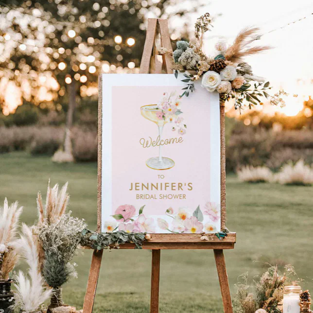 Champagne Floral Bridal Shower Welcome Sign | Zazzle