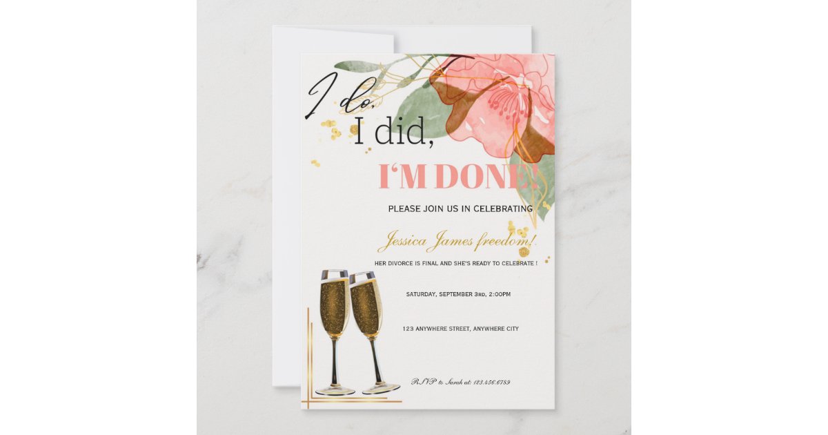 Champagne Flute Divorce Party Invitation | Zazzle
