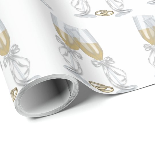 Champagne flutes with wedding rings wrapping paper | Zazzle.com
