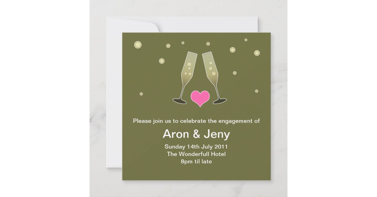 Champagne glasses engagement invitation | Zazzle