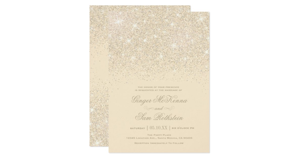 Champagne Glitter Wedding Invitations | Zazzle.com