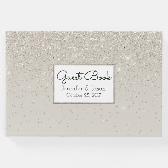 Champagne Glittery Wedding Guest Book | Zazzle.com
