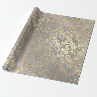 Champagne Gold Floral Blue Burlap Linen Wrapping Paper | Zazzle