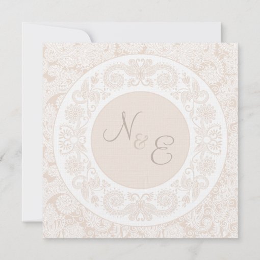 Champagne Ivory Lace Monogram Wedding Invite | Zazzle
