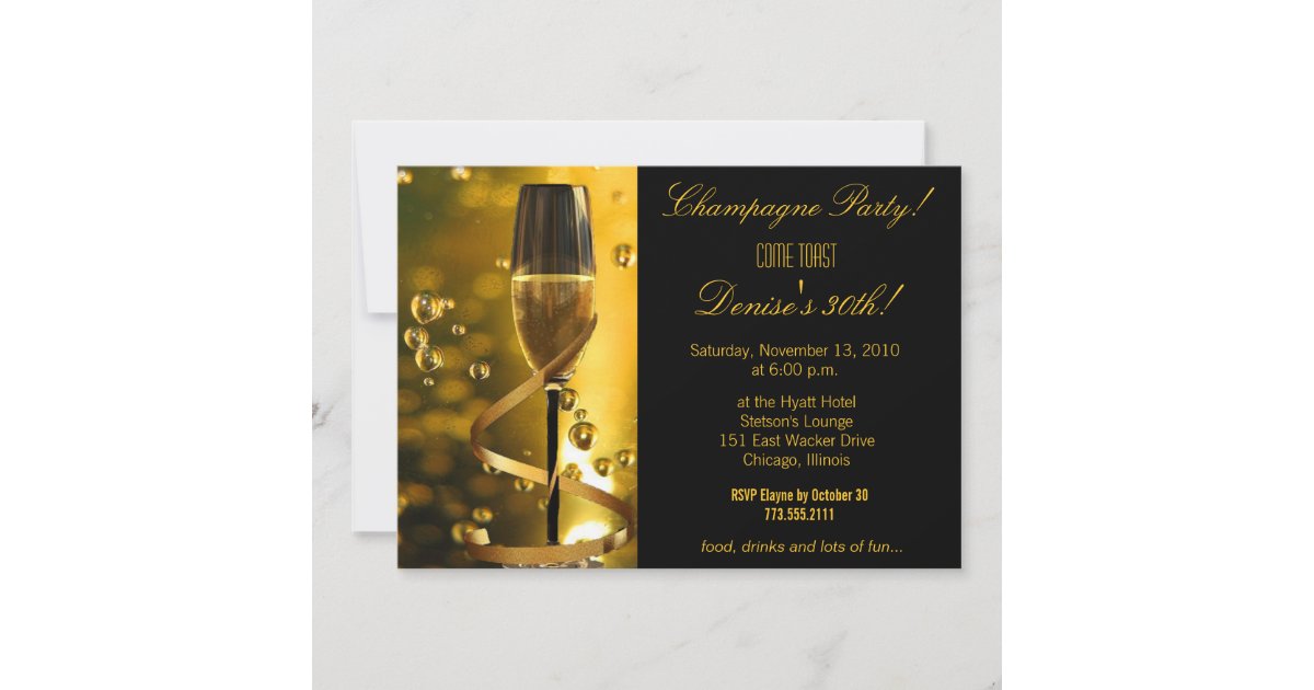 Champagne Party birthday invitation | Zazzle