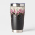 Champagne Pink Chocolate Ice Cream Glitter Drips Insulated Tumbler | Zazzle