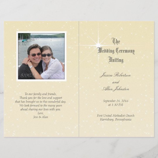 Champagne Sparkle Photo Wedding Program Template | Zazzle.com
