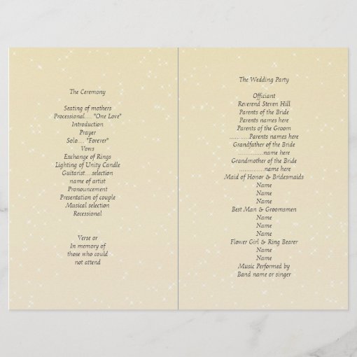 Champagne Sparkle Photo Wedding Program Template | Zazzle