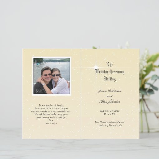 Champagne Sparkle Photo Wedding Program Template | Zazzle