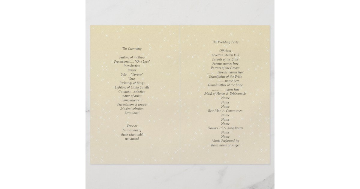 Champagne Sparkle Photo Wedding Program Template | Zazzle.com