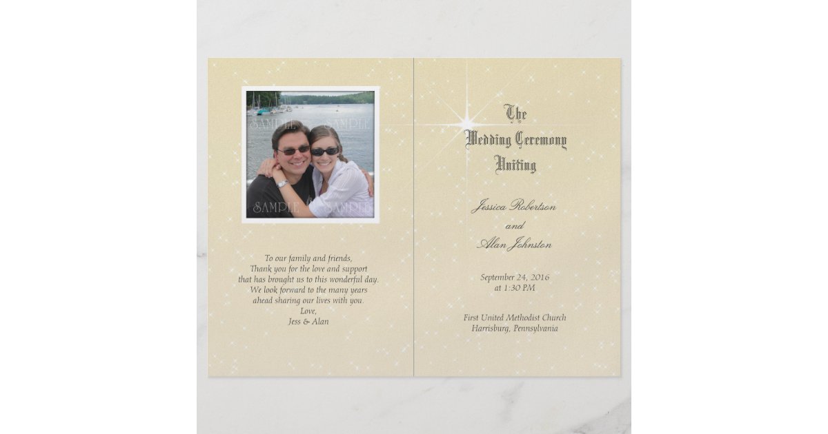 Champagne Sparkle Photo Wedding Program Template | Zazzle.com