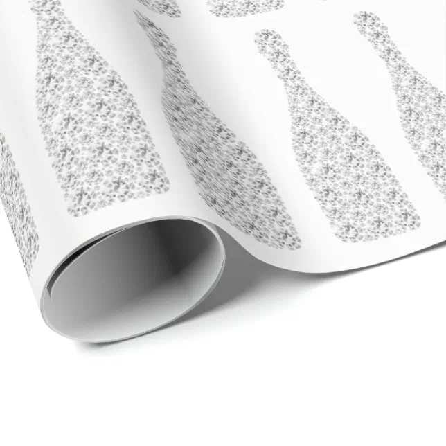 Champagne Swarovski Crystals Diamond Bottles White Wrapping Paper | Zazzle
