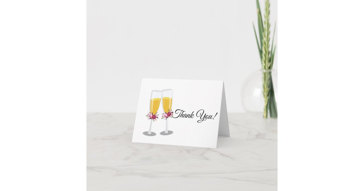 Champagne thank you card | Zazzle
