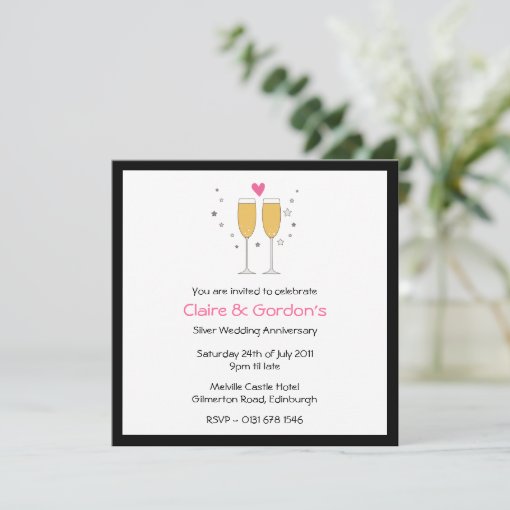 Champagne Toast Anniversary Party Invitation- whit Invitation | Zazzle