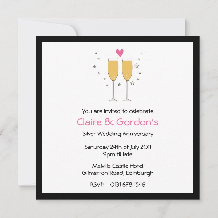 Champagne Toast Anniversary Party Invitation- whit Invitation | Zazzle