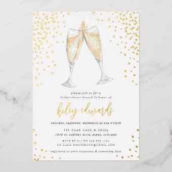 Champagne Toast | Bridal Shower Brunch Foil Invitation | Zazzle