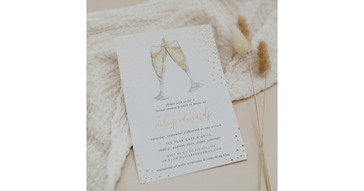 Champagne Toast | Bridal Shower Brunch Foil Invitation | Zazzle