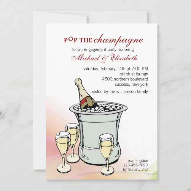 Champagne Toast Engagement Party Invitation | Zazzle