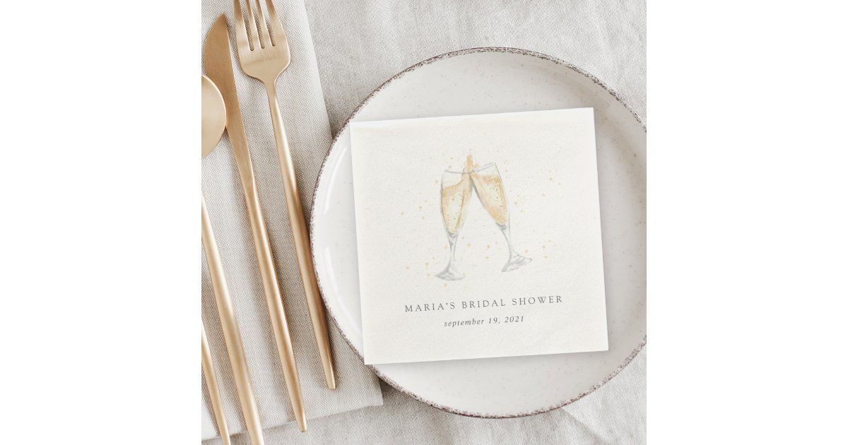 Champagne Toast Personalized Bridal Shower Napkins | Zazzle