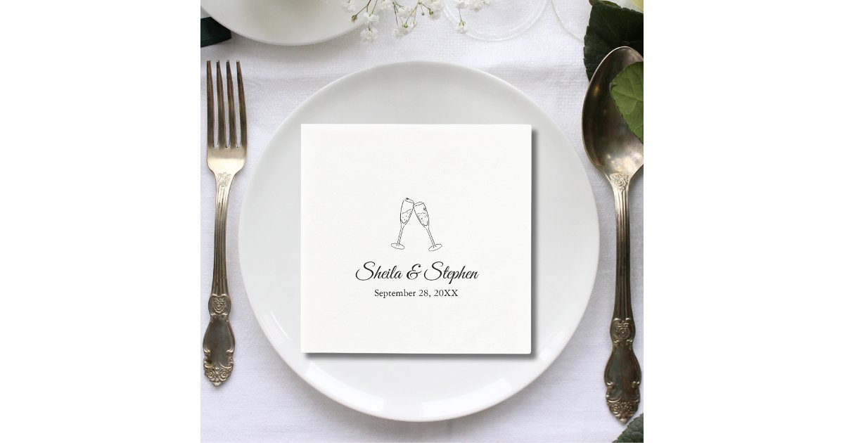 Champagne Toast Personalized Wedding Paper Napkins | Zazzle
