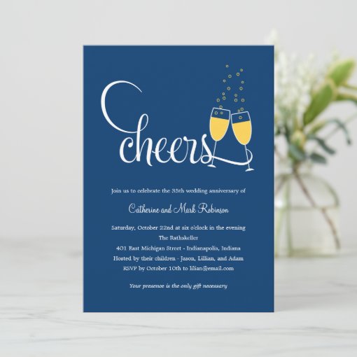Champagne Toast Wedding Anniversary Invitation | Zazzle