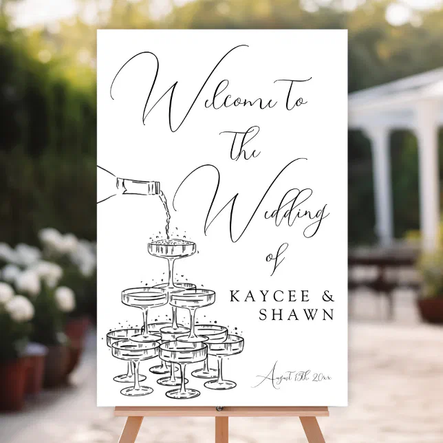 Champagne Tower Wedding Welcome Foam Board | Zazzle