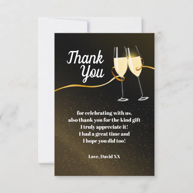Champagne, wine, adult, thank you card | Zazzle