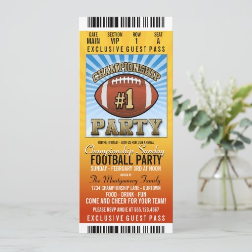 Championship Sunday Football Party Invitation | Zazzle