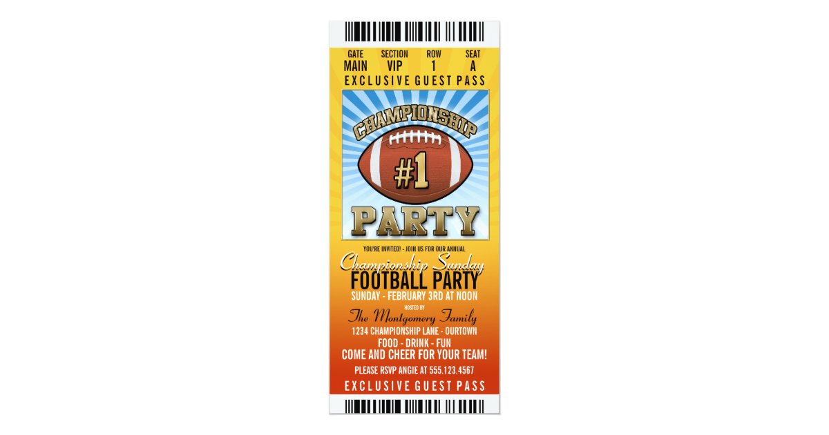 Championship Sunday Football Party Invitation | Zazzle.com
