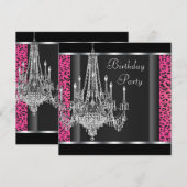 Chandelier Hot Pink Leopard Birthday Party Invitation | Zazzle