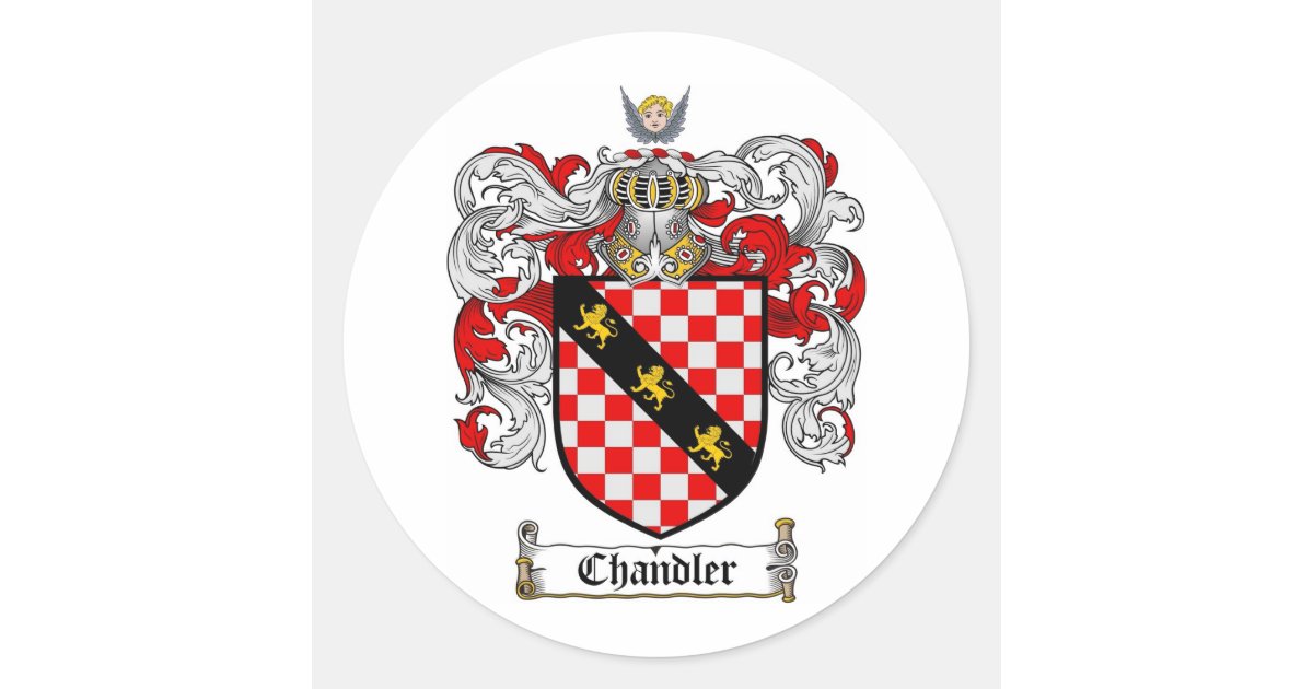 CHANDLER FAMILY CREST - CHANDLER COAT OF ARMS CLASSIC ROUND STICKER ...