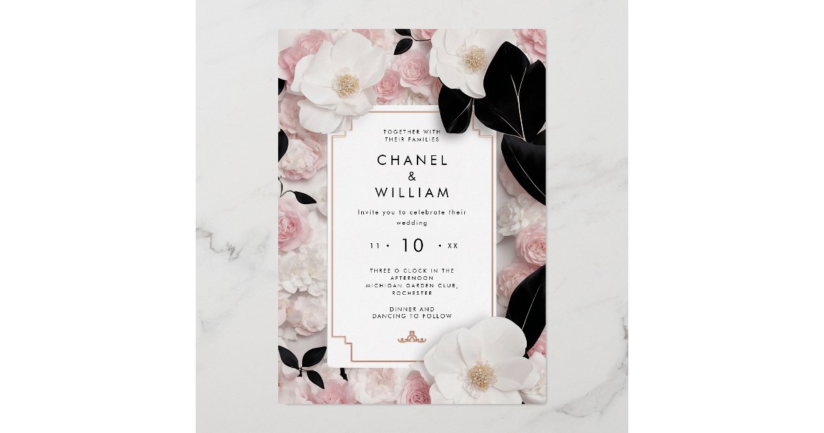 Chanel-inspired luxury Foil Invitation | Zazzle
