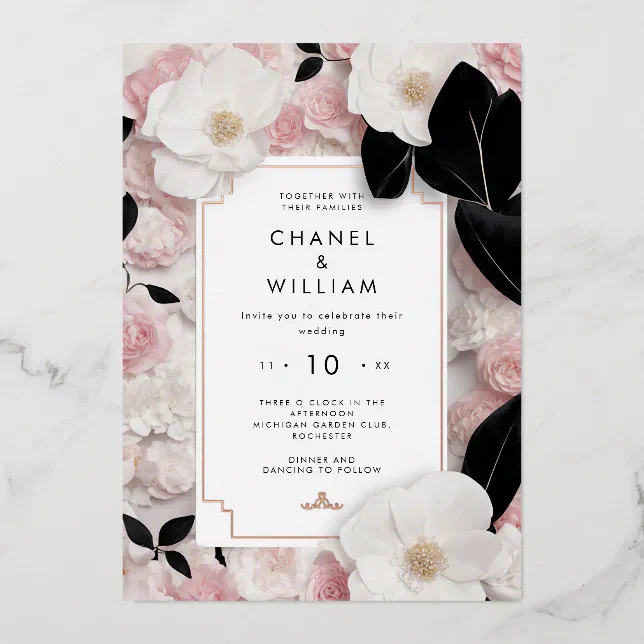 Chanel-inspired luxury Foil Invitation | Zazzle