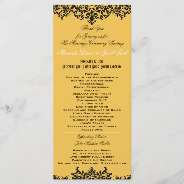 Change Background Color Wedding Program | Zazzle