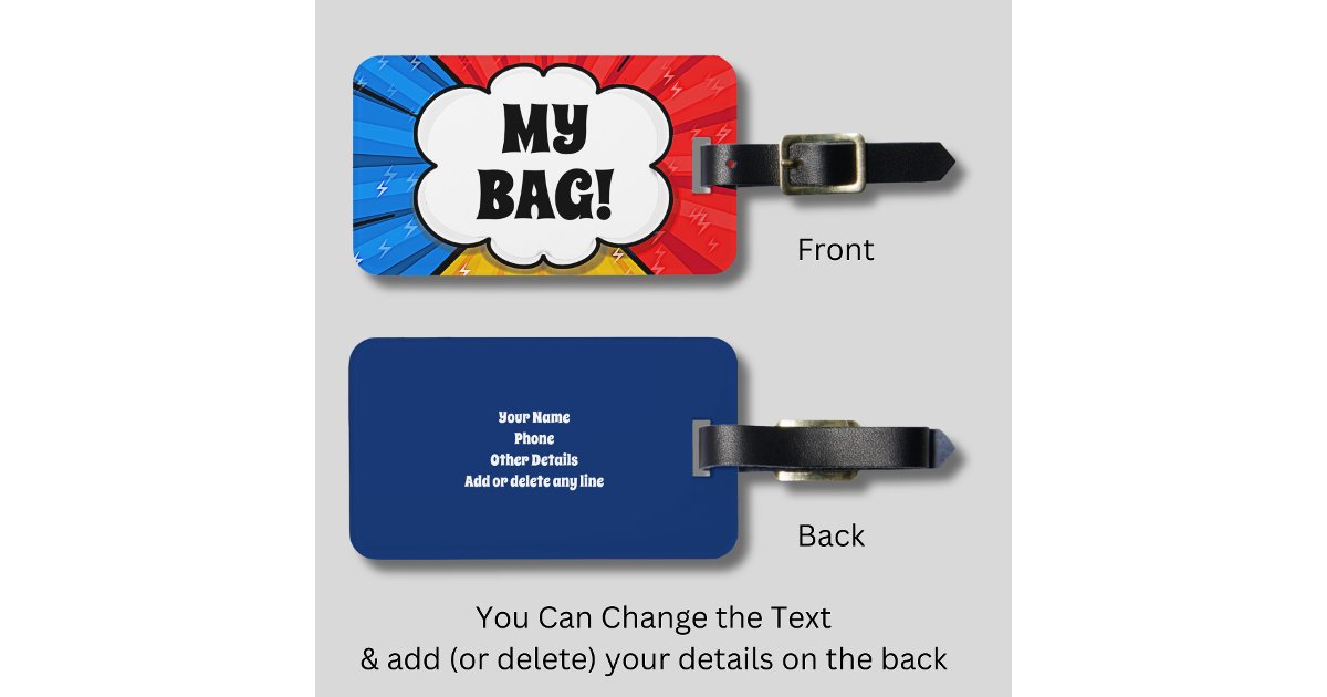 Change Initial Add Details POP ART Burst, MY BAG! Luggage Tag | Zazzle
