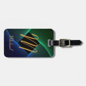 Change Initial Add Name Geometric Green Blue Swirl Luggage Tag | Zazzle