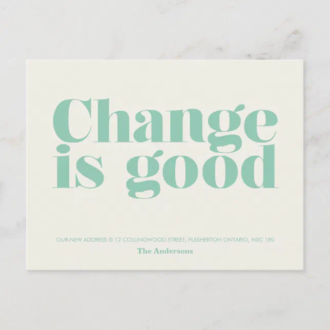 Change is Good Moving Announcement // Turquoise | Zazzle