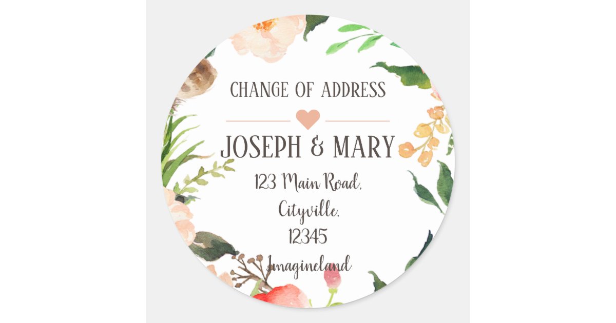 Change of address classic round sticker | Zazzle
