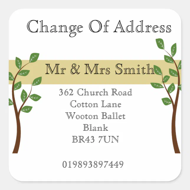 Change of Address gold band Square Sticker | Zazzle