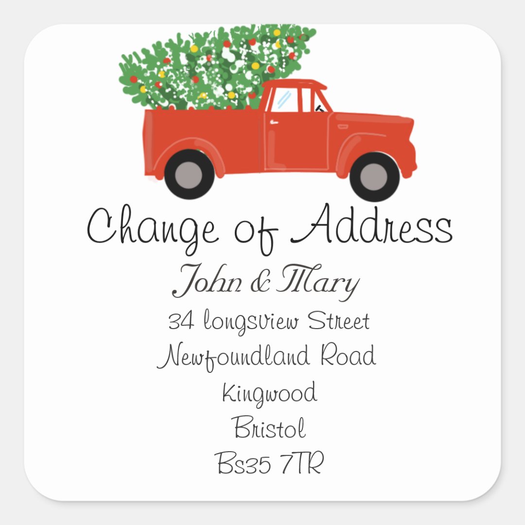 Change of Address sticker christmas tree | Zazzle