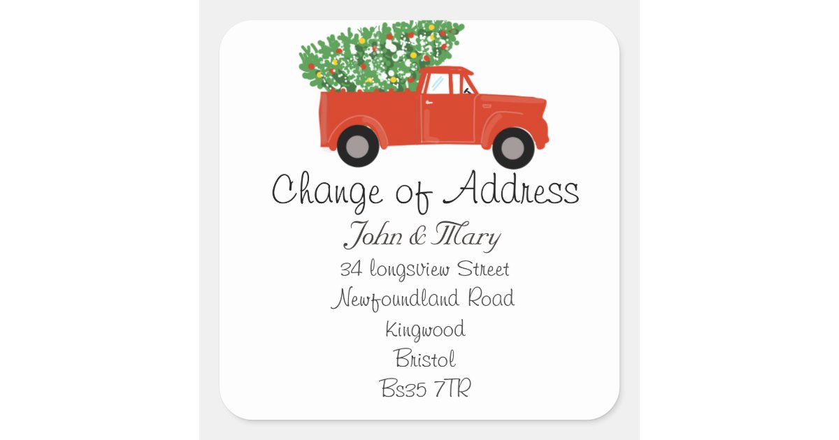 Change of Address sticker christmas tree | Zazzle