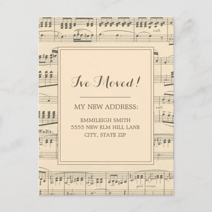 Change of Address Vintage Antique Sheet Music Postcard | Zazzle