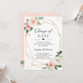 Change of Date Blush Pink Floral Gold Geometric Invitation | Zazzle