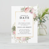 Change of Date Pink Floral Wedding Announcement | Zazzle