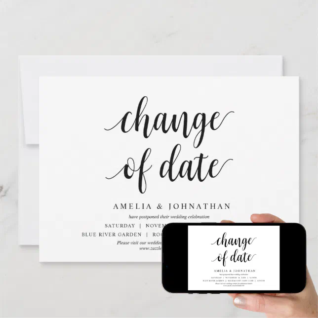 Change of date, Wedding Change the date Card | Zazzle