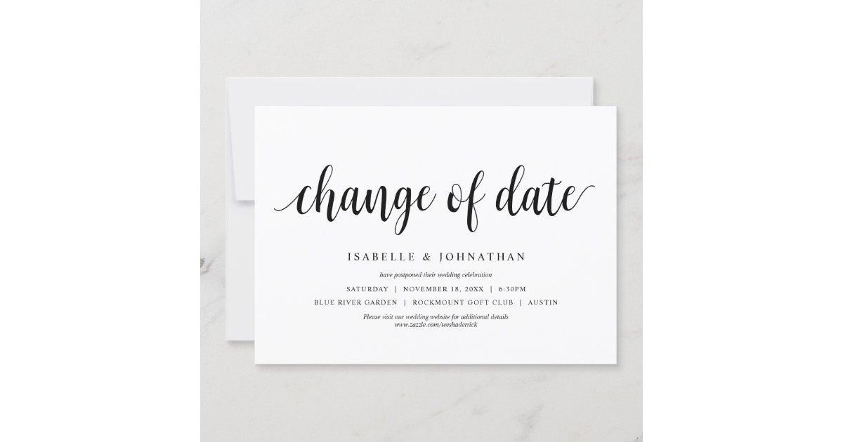 Change of date, Wedding Change the date Invitation | Zazzle
