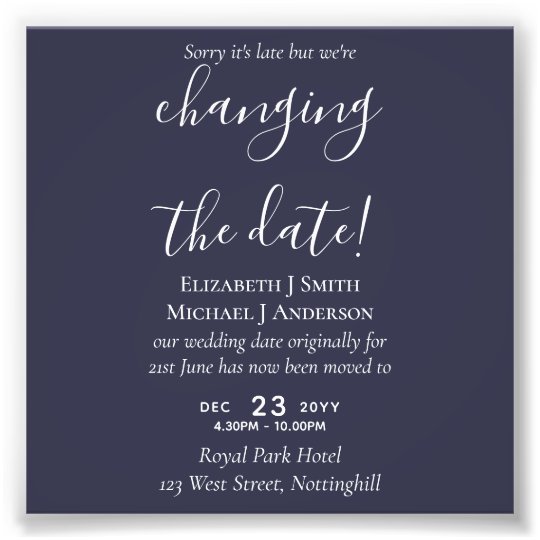 Change of Date Wedding Postponement Photo Invite | Zazzle.com
