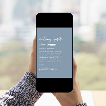 Change of Plans New Venue Dusty Blue Wedding Announcement | Zazzle