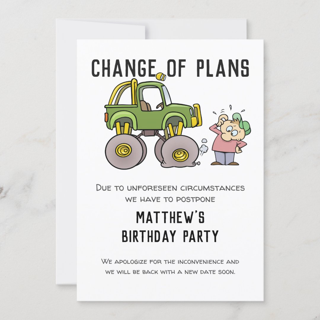 Change Of Plans Party Cancellation Postpone Humor Invitation | Zazzle