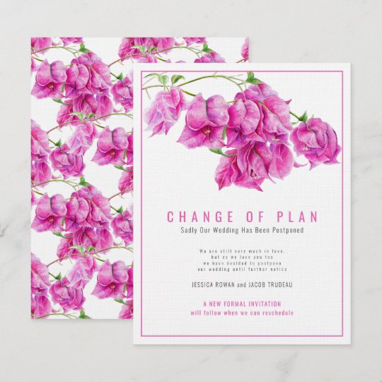Change of wedding plan bougainvillea pink cancel invitation | Zazzle.com